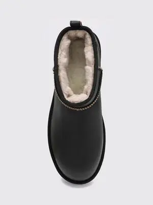 UGG Classic Ultra Mini Leather Ankle Boots With Wool Lining