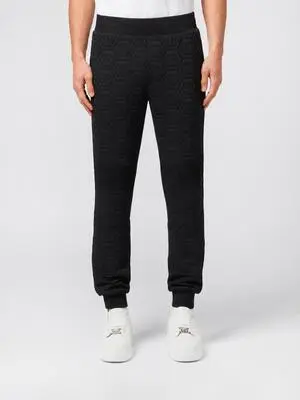Philipp Plein Straight-leg Jersey Jogging Trousers With Monogram Logo - Black