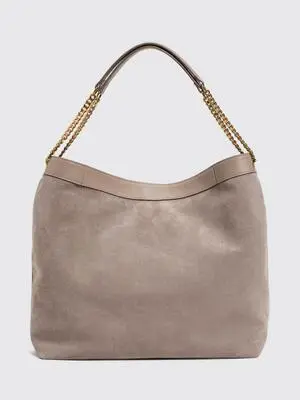 TWINSET Suede Double Handle Shoulder Bag - Mastic