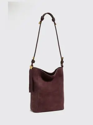 TWINSET Suede Shoulder Bag With Tassels And Embossed Logo