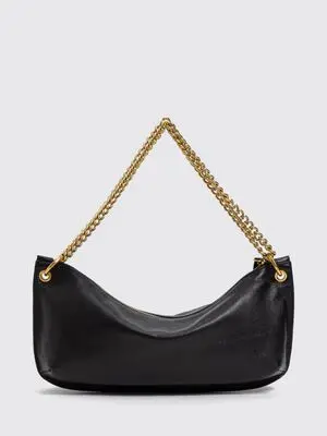TWINSET Smooth Leather Shoulder Bag With Metallic Mesh Handle - Black
