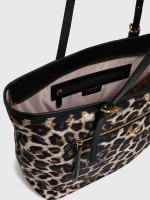 TWINSET Flared Animal Print Polyester Tote Bag