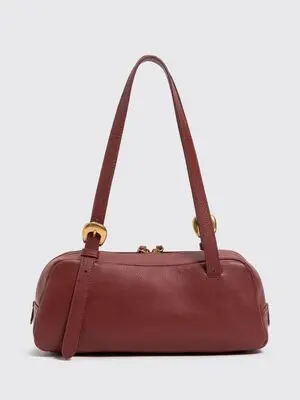 TWINSET Grained Leather Shoulder Bag With Double Adjustable Handle - Cherry