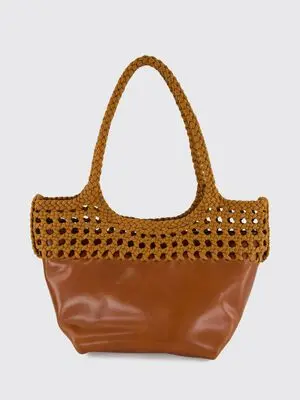 Hereu Elma Crochet Leather And Organic Cotton Tote Bag - Brown