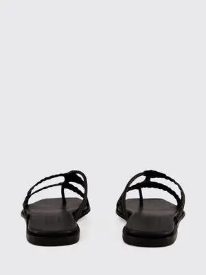 Hereu Lina Woven Lambskin Mules With Low Heel
