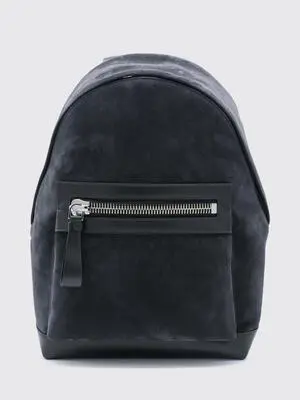 TOM FORD Suede Backpack With Front Pocket And Embossed Logo - Grey