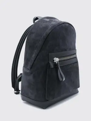 TOM FORD Suede Backpack With Front Pocket And Embossed Logo