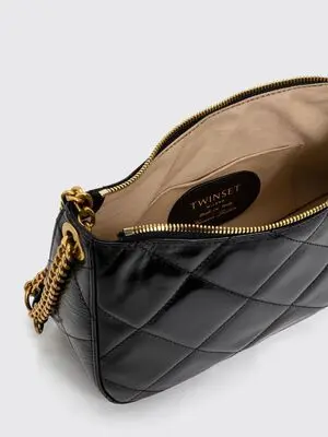 TWINSET Matelassé Leather Shoulder Bag With Double Handle