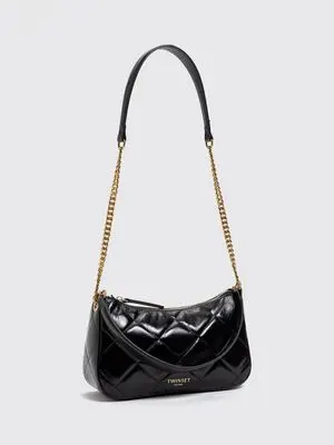 TWINSET Matelassé Leather Shoulder Bag With Double Handle