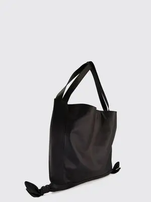 Hereu Calf Leather Tote Bag With Double Handle And Decorative Knot