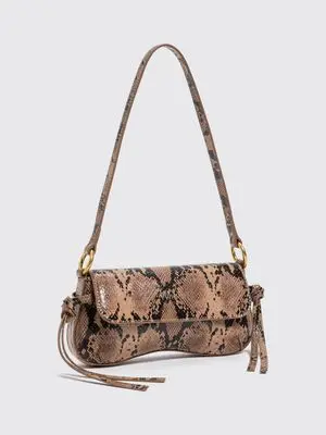 TWINSET Python Print Leather Shoulder Bag With Flap Closure
