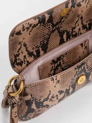 TWINSET Python Print Leather Shoulder Bag With Flap Closure