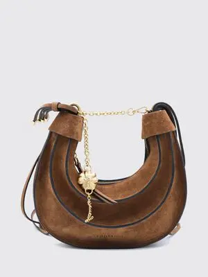 Farm Rio Suede Half-moon Bag With Flower Appliqu