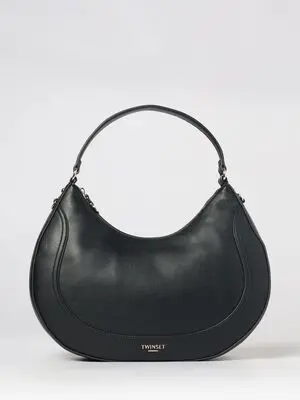 TWINSET Faux Leather Hobo Bag With Removable And Adjustable Strap - Black