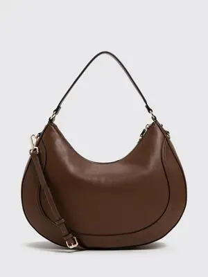 TWINSET Faux Leather Hobo Bag With Removable And Adjustable Strap - Coffee