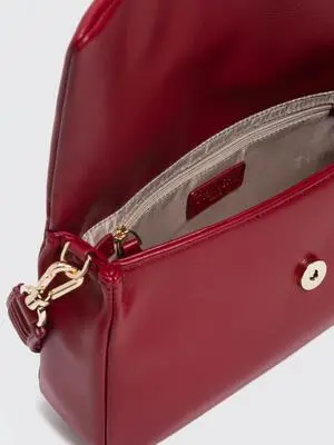 TWINSET Faux Leather Shoulder Bag With Flap Closure And Removable Handle