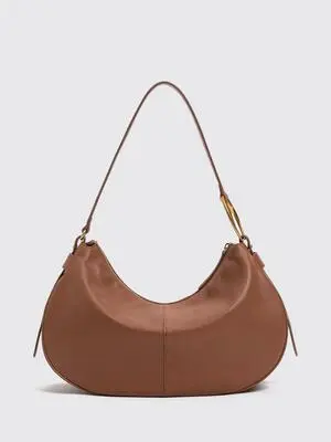 TWINSET Smooth Hobo Bag With Zip Closure And Embossed Logo - Leather