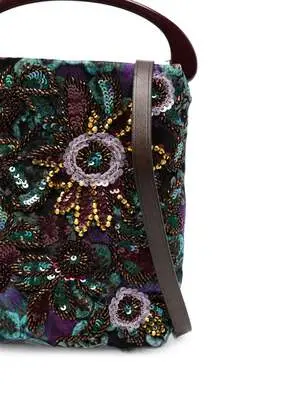 Dries Van Noten Borsa Micro In Velluto Con Ricami E Manico In Resina