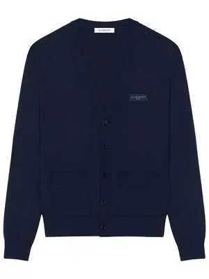 Givenchy Cardigan Couture Seam In Lana Con Dettaglio Gros-grain - Blue