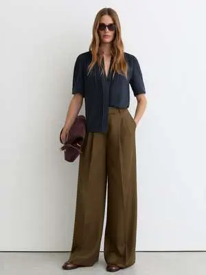 REISS Aurelia Cotton Cheesecloth Frill-neck Top