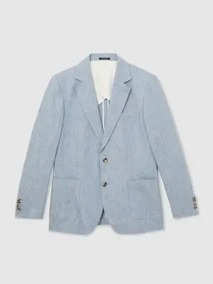 REISS Atlantic Tailored Fit Linen-twill Single-breasted Blazer Tailored-fit