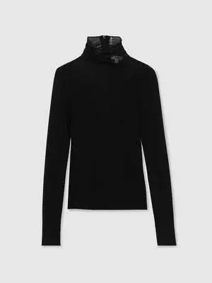 REISS Vanessa Sheer-panel Long-sleeve Top