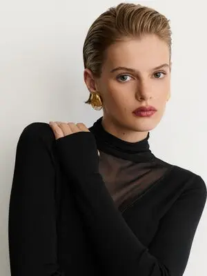 REISS Vanessa Sheer-panel Long-sleeve Top