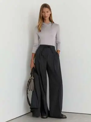 REISS Brody High V-neck Long-sleeve Top