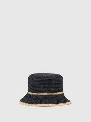 REISS Edith Tipped Straw-effect Bucket Hat