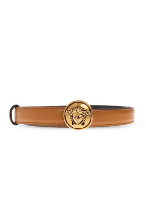 Versace Leather Skinny Belt By - Brown