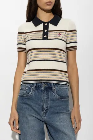 Casablanca Striped Pattern Polo Shirt