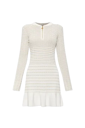 Casablanca Striped Pattern Dress - White