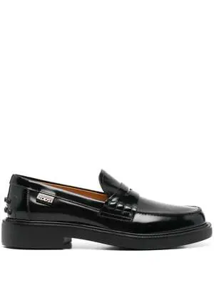 TOD'S Shaded Finishing Leather Penny Loafers - Black