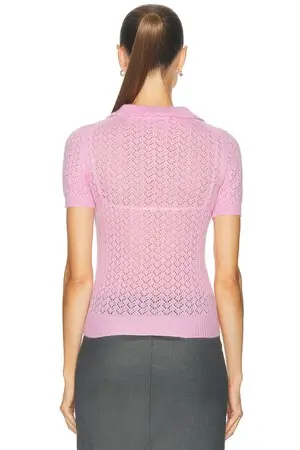 Miu Miu Cashmere Silk Pizzo Top In Pink