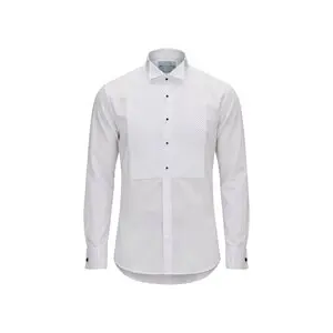 RON TOMSON Diagonal Pleated Wing Tip Collar Shirt - White