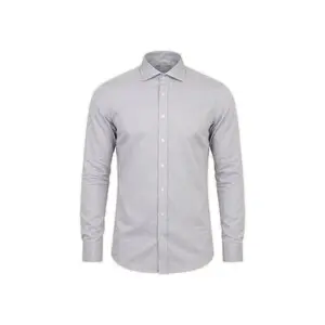 RON TOMSON Pure Cotton Spread Collar Fitted Dress Shirt - Grey