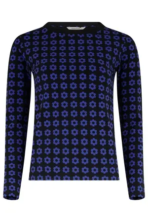 SUGARHILL BRIGHTON Josie Jersey Top Blue Floral - Black
