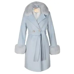 SANTINNI Rear Window 100% Cashmere & Wool Coat In Blu - Blue