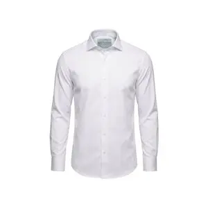 RON TOMSON Pure Cotton Spread Collar Fitted Dress Shirt - White