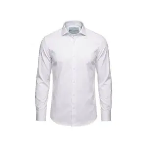 RON TOMSON Pure Cotton Spread Collar Fitted Dress Shirt - White