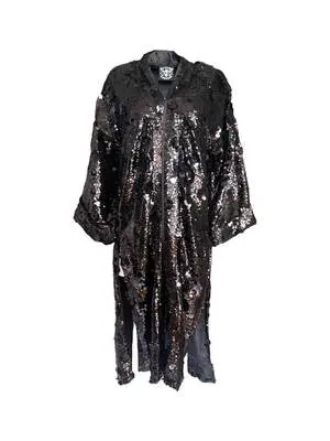 ANY OLD IRON Petal To The Metal Sequin Duster - Black