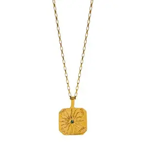 EBRU JEWELRY You Are The Sun Engraved Pendant Necklace - Gold