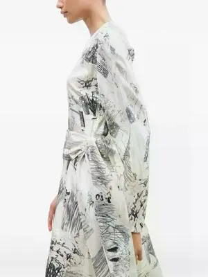 Tory Burch Printed Silk Tie-waist Dress