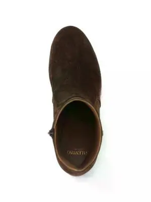 Valentino Garavani Fawcette Platform Ankle Boots In Split Leather 90mm