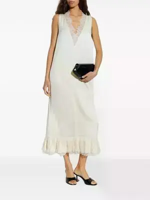 GANNI Lace-insert Satin Midi Dress