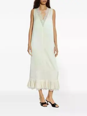GANNI Lace-insert Satin Midi Dress