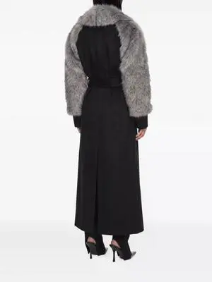 SRVC STUDIO Raven Faux-fur Trim Coat