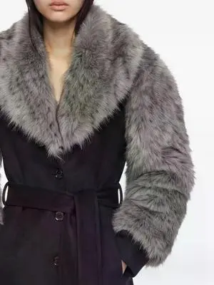 SRVC STUDIO Raven Faux-fur Trim Coat