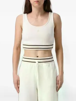 Emporio Armani Logo-embroidered Striped-trim Crop Top