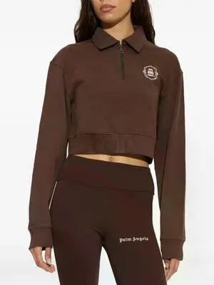 Palm Angels Cropped Quarter-zip Sweater